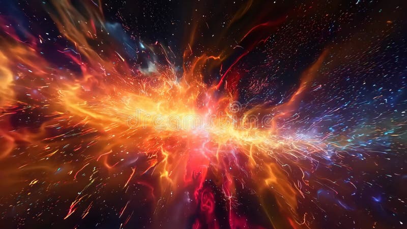 Fiery Cosmic Explosion in Deep Space, Abstract Energy Burst. Outer ...