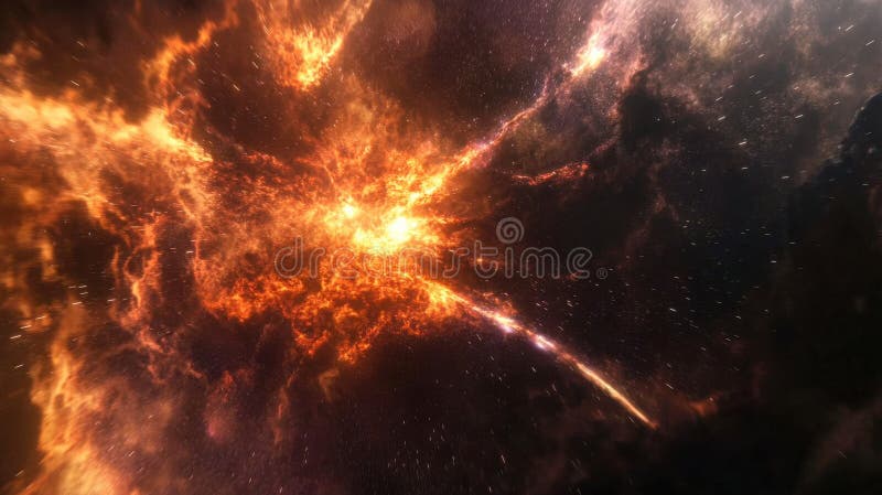 Fiery Cosmic Explosion in Deep Space Stock Illustration - Illustration ...