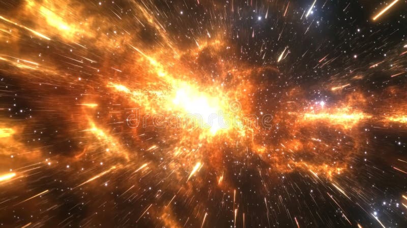 Fiery Cosmic Explosion in Deep Space Nebula Stock Illustration ...