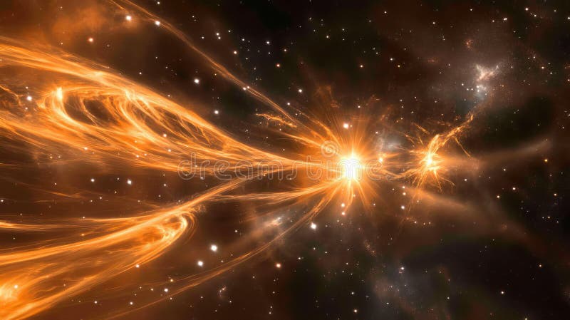 Fiery Cosmic Explosion with Glowing Nebula and Stars in Space, Dramatic ...