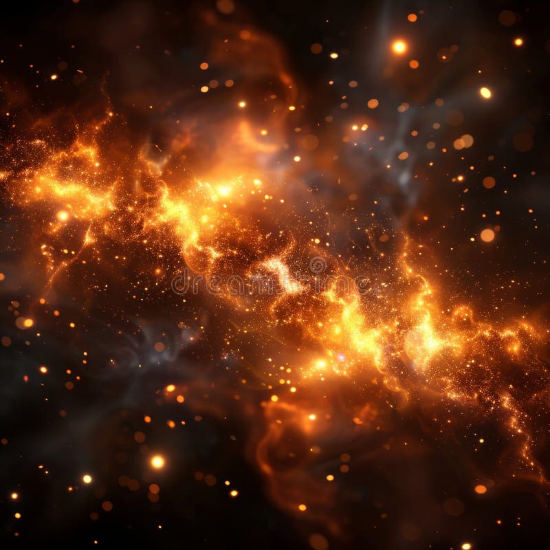 Fiery Cosmic Explosion with Glowing Sparks and Smoke, Creating a ...