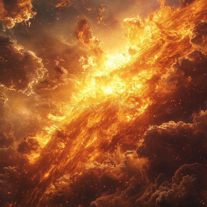 Fiery Cosmic Explosion Vivid Galaxy Setting Stock Photos - Free ...