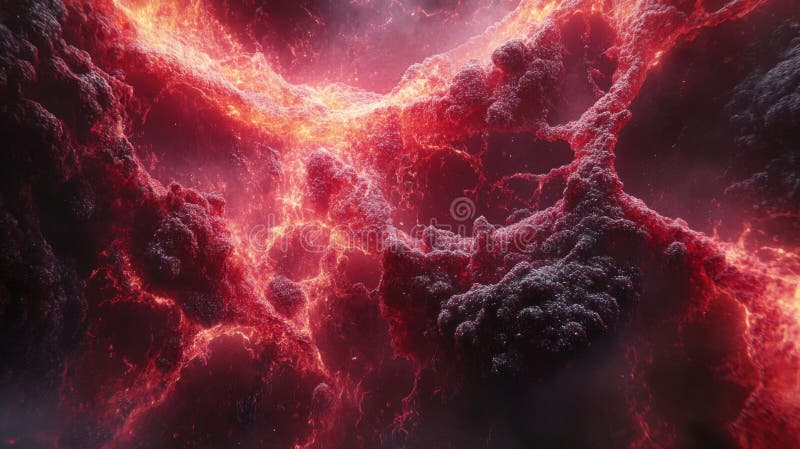 Fiery Cosmic Nebula Red Glowing Cloudscape Stock Illustration ...