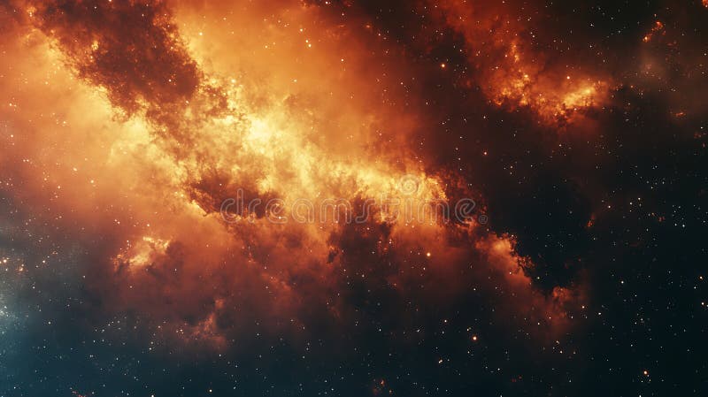 Fiery Cosmic Nebula with Starry Field for Space Exploration Science ...