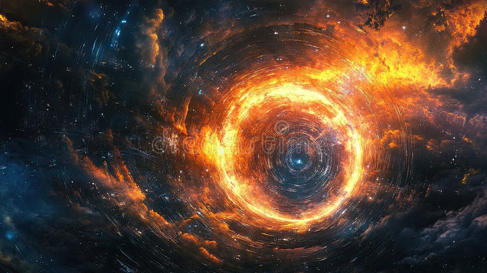 Fiery Cosmic Ring in a Dark Nebula Stock Illustration - Illustration of ...