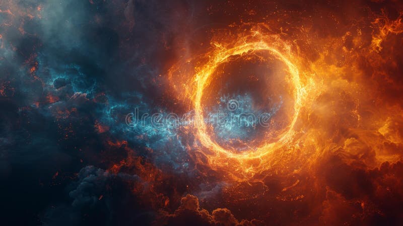 Fiery Cosmic Ring in Outer Space - Generative Ai Stock Illustration ...