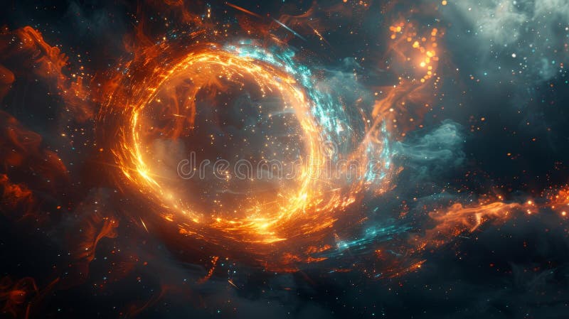 Fiery Cosmic Ring in Space - Generative Ai Stock Illustration ...