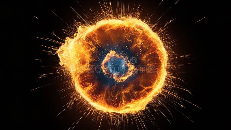 Fiery Cosmic Nebula Glowing Blue Core Stock Photos - Free & Royalty ...