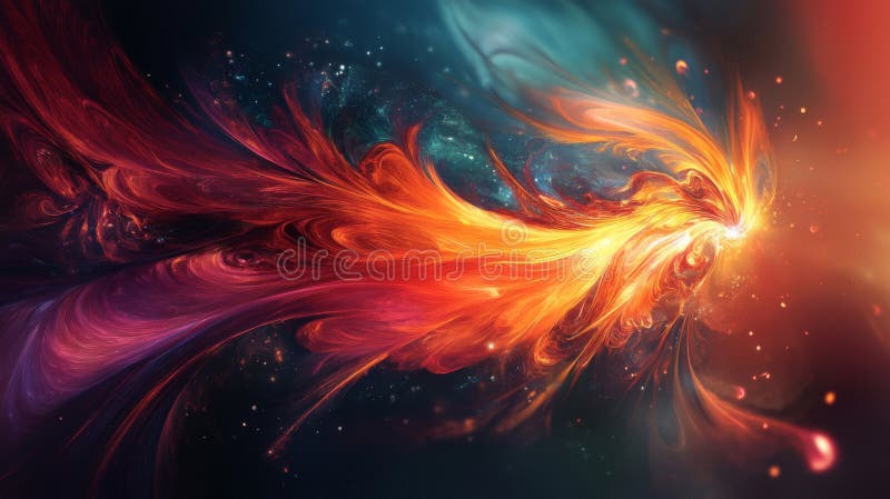 Fiery Cosmic Stream Exploding through Nebula Space Stock Illustration ...