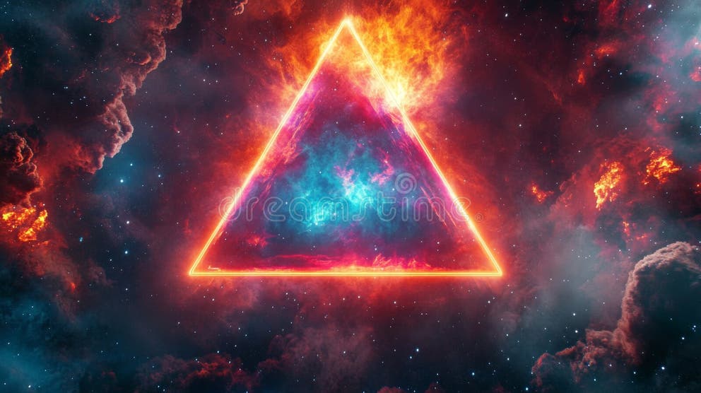 Fiery Cosmic Triangle Nebula in Space Stock Illustration - Illustration ...