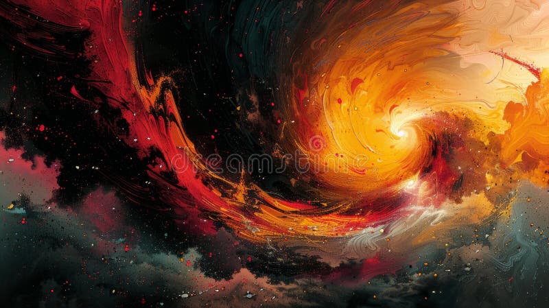 Fiery Cosmic Vortex in Deep Space Generative AI Stock Illustration ...