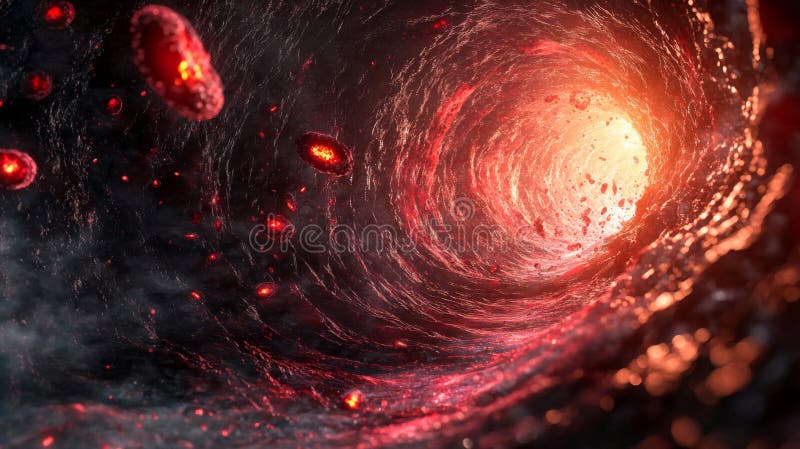 Fiery Cosmic Vortex through Space Stock Illustration - Illustration of ...