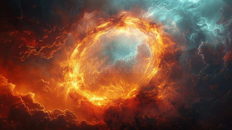Fiery Cosmic Vortex in Space - Generative Ai Stock Illustration ...