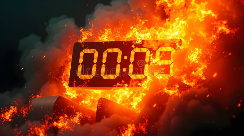 Fiery Countdown: Time is Running Out Stock Illustration - Illustration ...