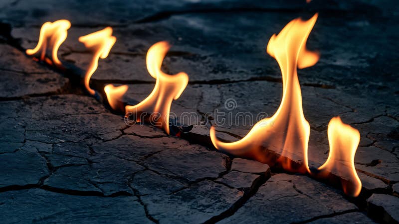 Fiery Crack in Dry Earth, Abstract Fire and High Quality Image Stock ...