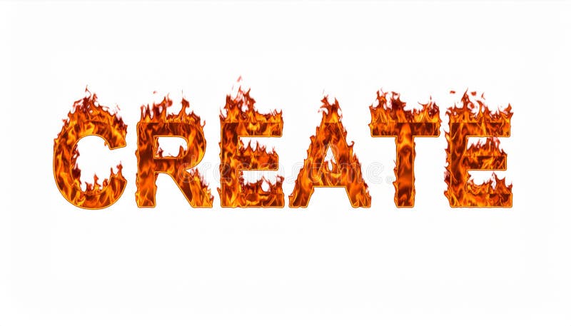 Fiery Create Text on White Background Stock Illustration - Illustration ...