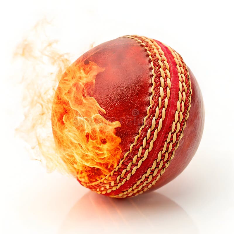Fiery Cricket Ball Isolated on White Background Stock Illustration ...