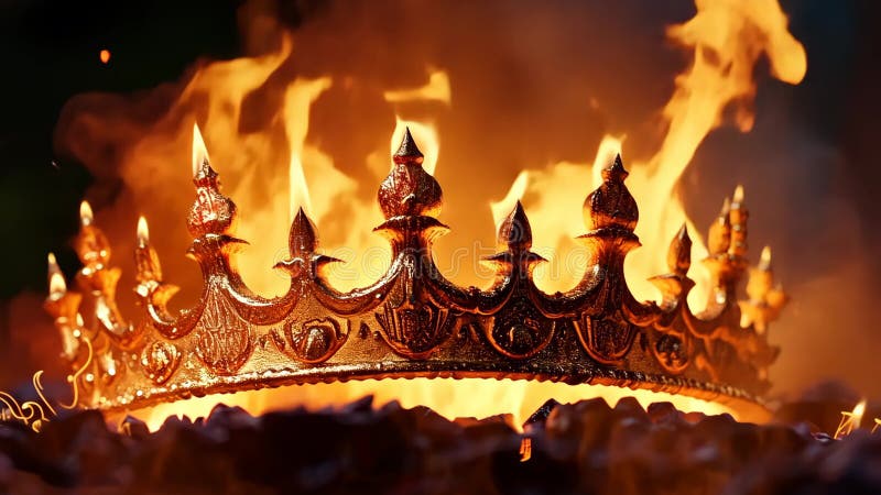 Fiery Crown Resting among Flames Creates a Dramatic Atmosphere in an ...