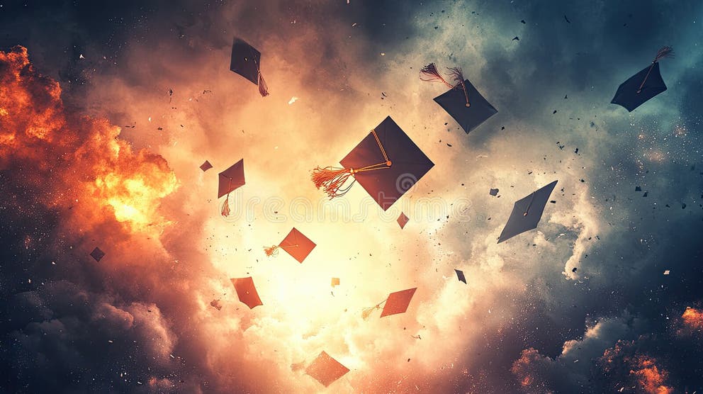 Fiery Cube Explosion in a Dark Cosmic Setting Stock Illustration ...