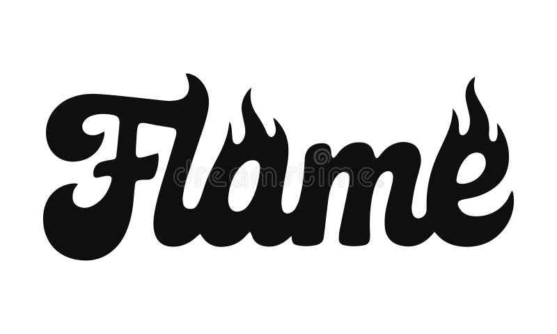 Fiery Cursive Typography – Black & White Flame-Inspired Retro Logo ...