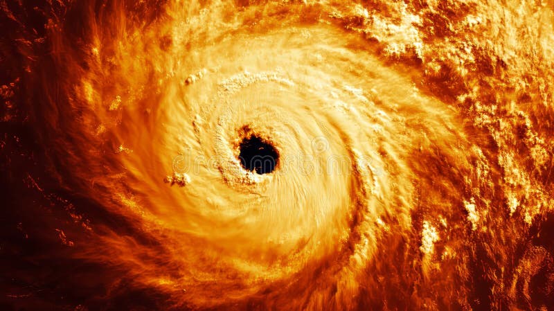 Fiery Cyclone from Above. Abstract Depiction of Strength and Nature S ...