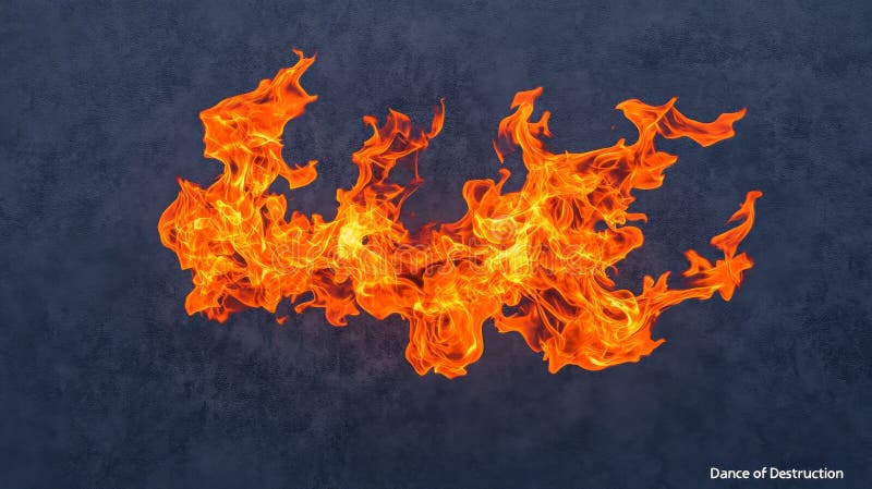 Fiery Dance on Dark Surface Abstract Fire Burning Destruction Energy ...