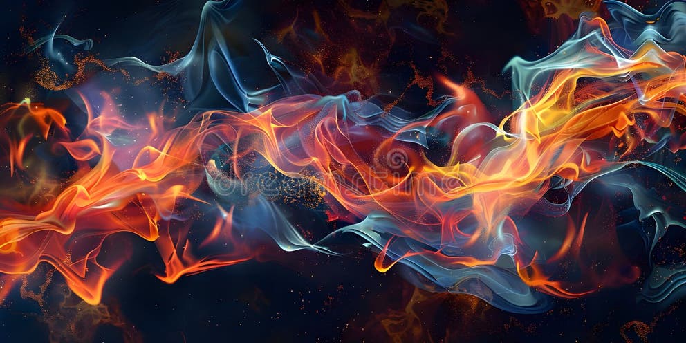 Fiery Dance: a Dynamic Abstract of Fire and Smoke Stock Illustration ...