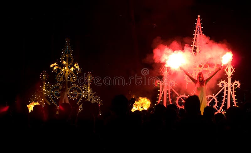 Fiery Dancers editorial stock photo. Image of girl, bright - 5823933
