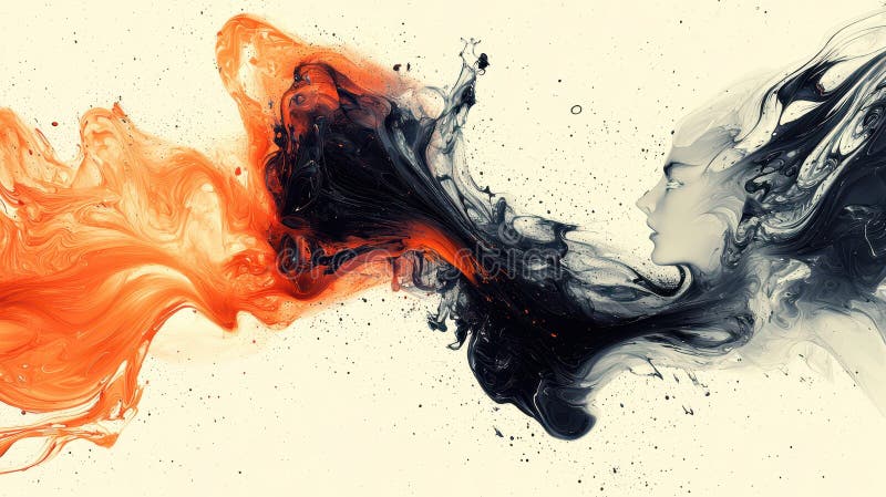 Fiery and Dark Ink Blending into Human Form Stock Photo - Image of ...