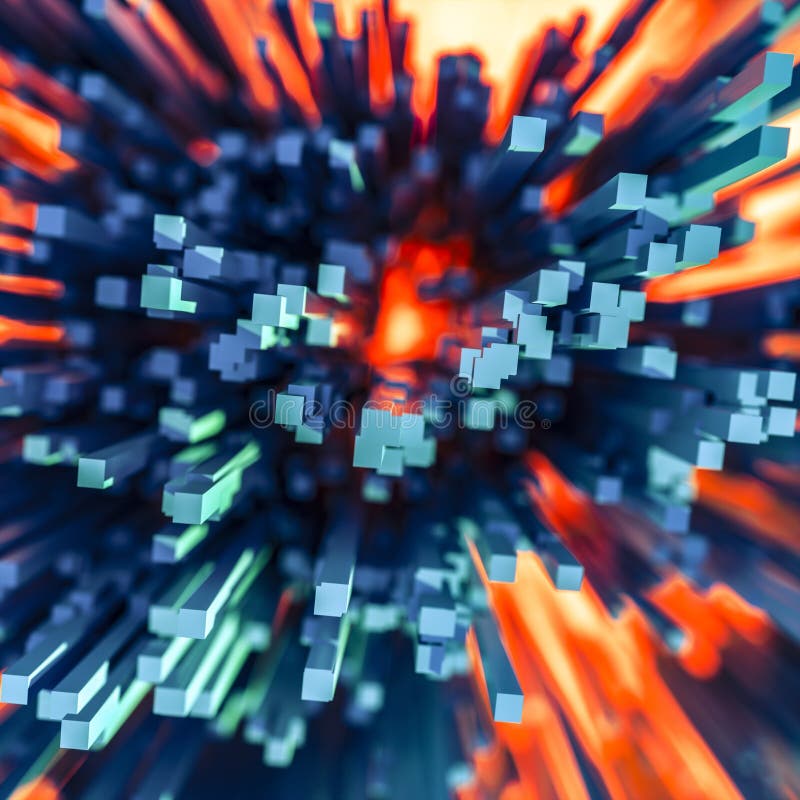 Fiery Data Technology Explosion or Blast Concept Stock Illustration ...