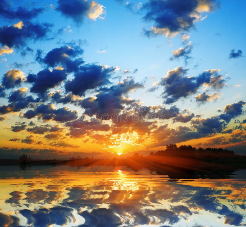 Fiery dawn sun stock photo. Image of night, earth, reflection - 15222472