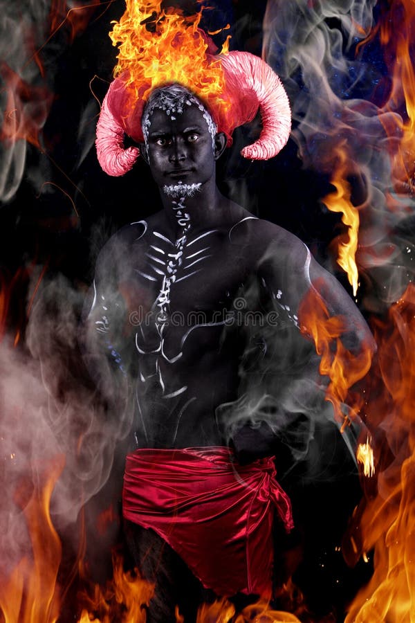 Fiery Demon. a Terrible Demon with Horns Stock Photo - Image of fantasy ...