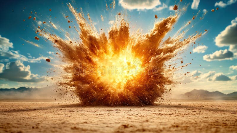 Fiery Desert Blast: Explosive Effect Backdrop Stock Illustration ...