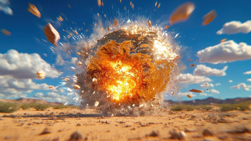 Fiery Desert Blast: Explosive Effect As Backdrop Stock Illustration ...