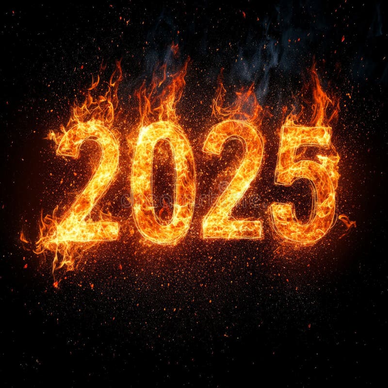 Fiery 2025 Design for Bold Visual Impact - Raw Flaming Style Stock ...