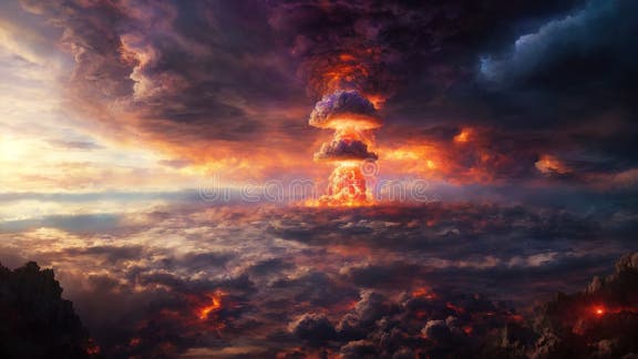 Fiery Desolation: Atomic Explosion and Nuclear Fallout Stock ...