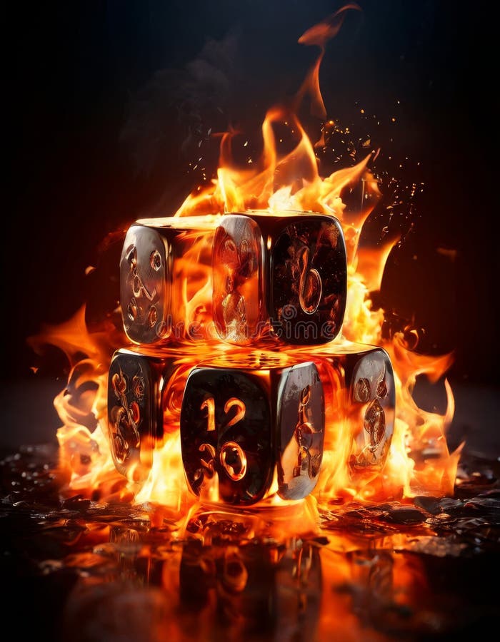 Fiery Dice in Flames Symbolizing Risk and Chance Stock Illustration ...