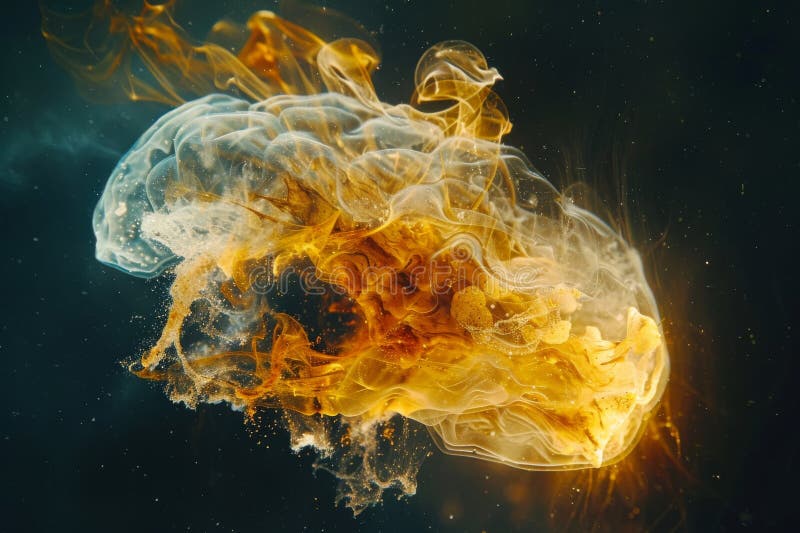 Fiery Digital Brain with Dynamic Elements, Representing Advanced AI and ...