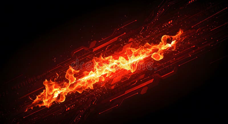 Fiery Digital Stream Abstract Background Image Stock Image - Image of ...