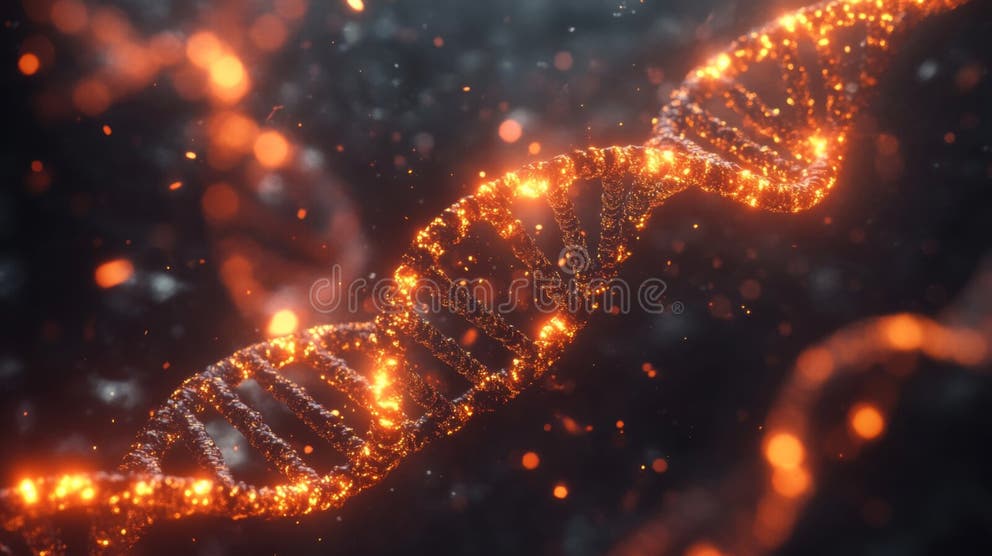 Fiery DNA Helix Glowing Brightly in Darkness Stock Photo - Image of ...