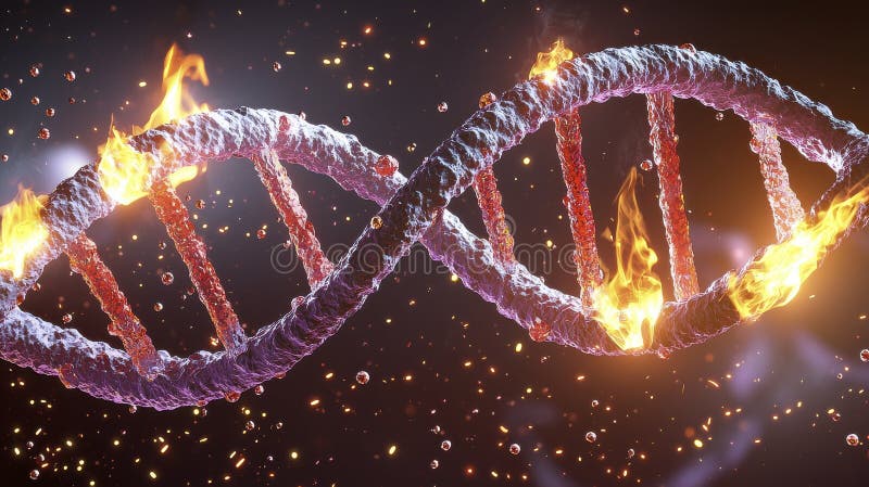 Fiery DNA Helix Structure Abstract Burning Genetic Code Concept Stock ...