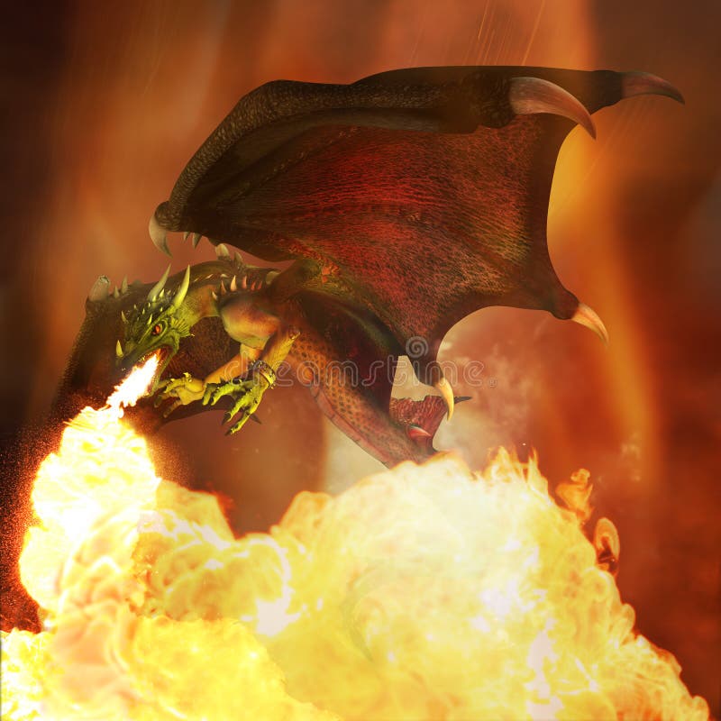 Fiery dragon. stock illustration. Illustration of hand - 5706039