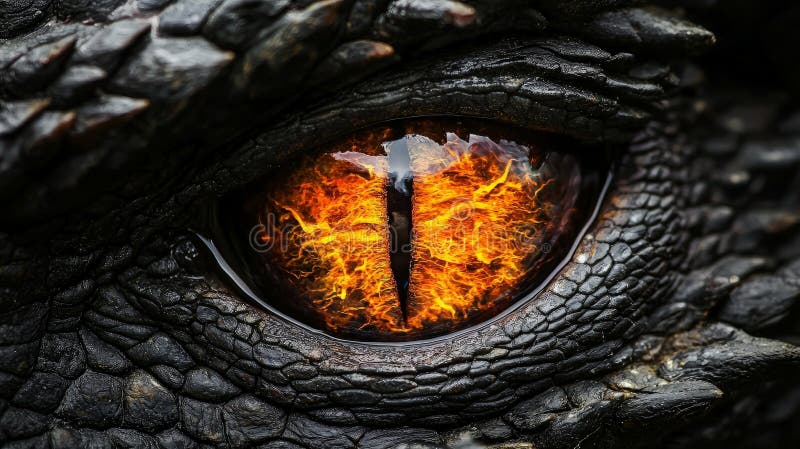 Fiery Dragon Eye Close-up, Fantasy Art Stock Photo - Image of animal ...