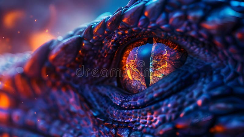 Fiery Dragon Eye 3D Illustration Stock Illustration - Illustration of ...