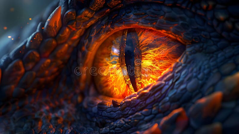 Fiery Dragon Eye 3D Illustration Stock Illustration - Illustration of ...