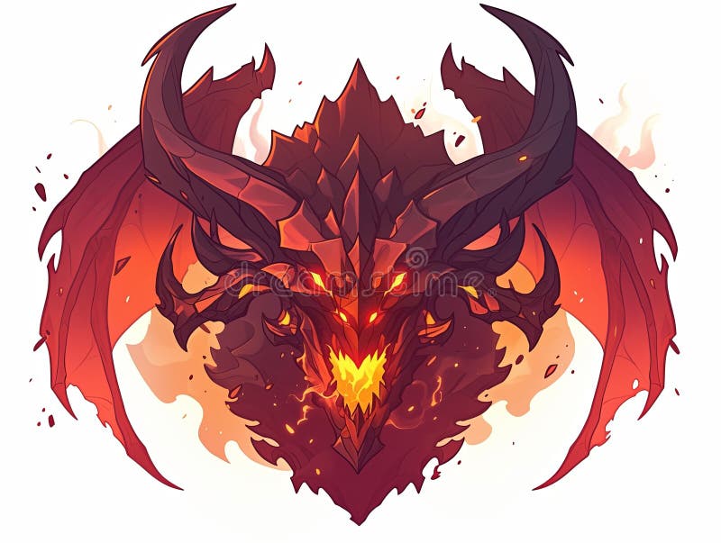 Fiery Dragon Head Breathing Fire with Intense Gaze Stock Illustration ...