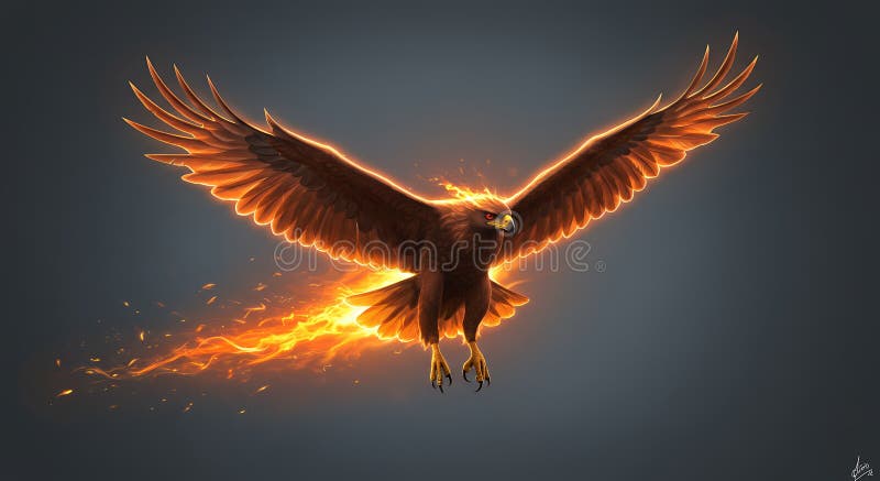 Fiery Eagle in Flight â€ Fantasy Digital Illustration Stock ...