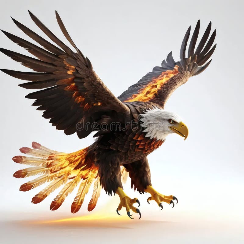 Fiery Eagle in Flight: a Majestic Display of Power and Freedom Stock ...