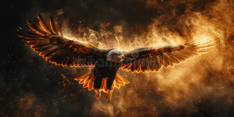 Fiery Eagle Soaring through Smoke. Created by Generative Artificial ...