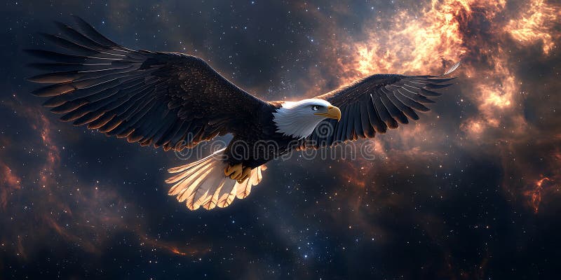 Fiery Eagle Soaring through Space a Breathtaking Image Stock ...